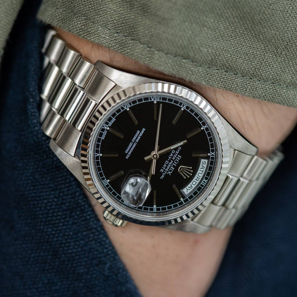 ROLEX Day-Date 18239 WG Black Dial with Service Paper | ARBITRO